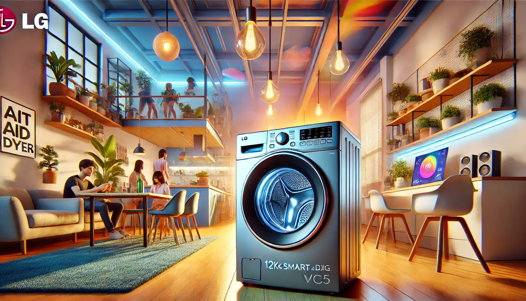 Lava e Seca Smart com Inteligência Artificial AIDD 12Kg LG VC5 CV3012WC5 Branco