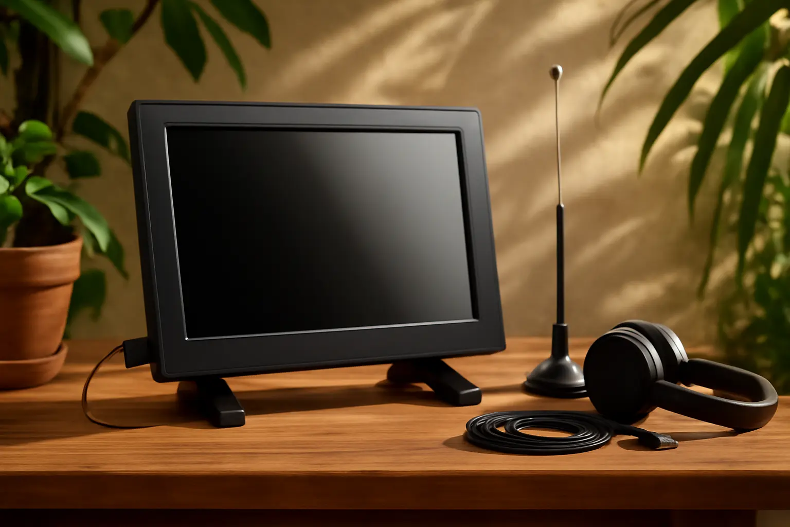 TV Digital Portátil LED 14 Polegadas com Entrada USB, AV, Antena, Fone de Ouvido Monitor Versátil